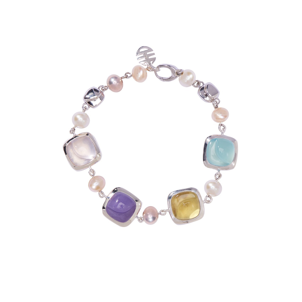 Dune Bracelet in Silver with Colored Gemstones and Freshwater Pearls | MIMI Milano